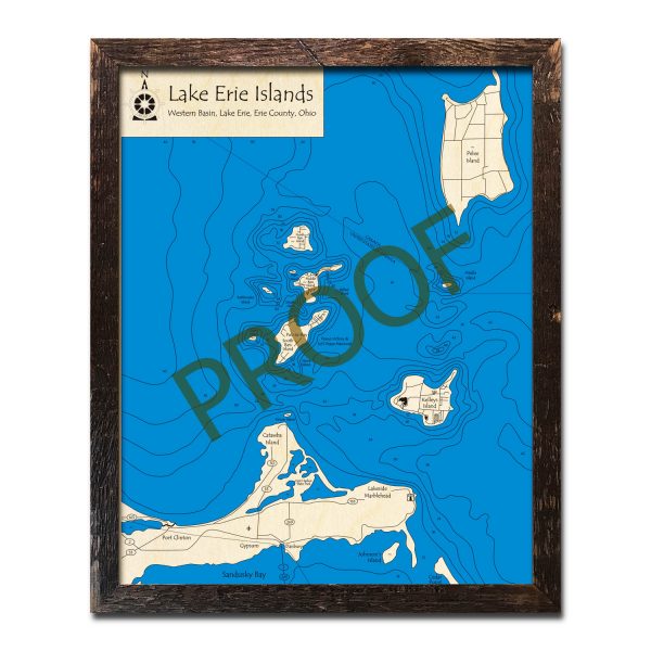 Lake Mohawk, OH 3D Wood Map | Laser-etched Nautical Decor