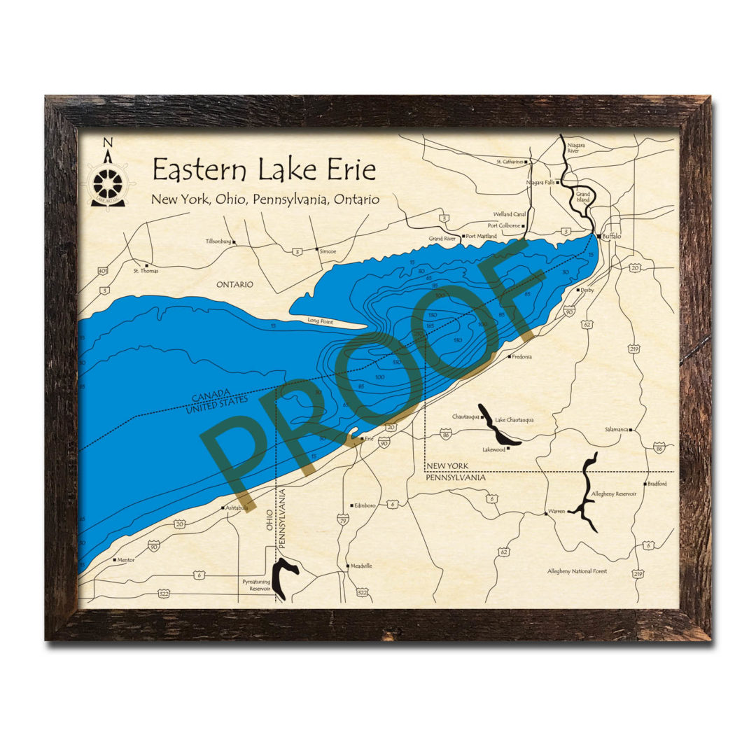 Lake Huron and West Lake Erie Nautical Wood Maps