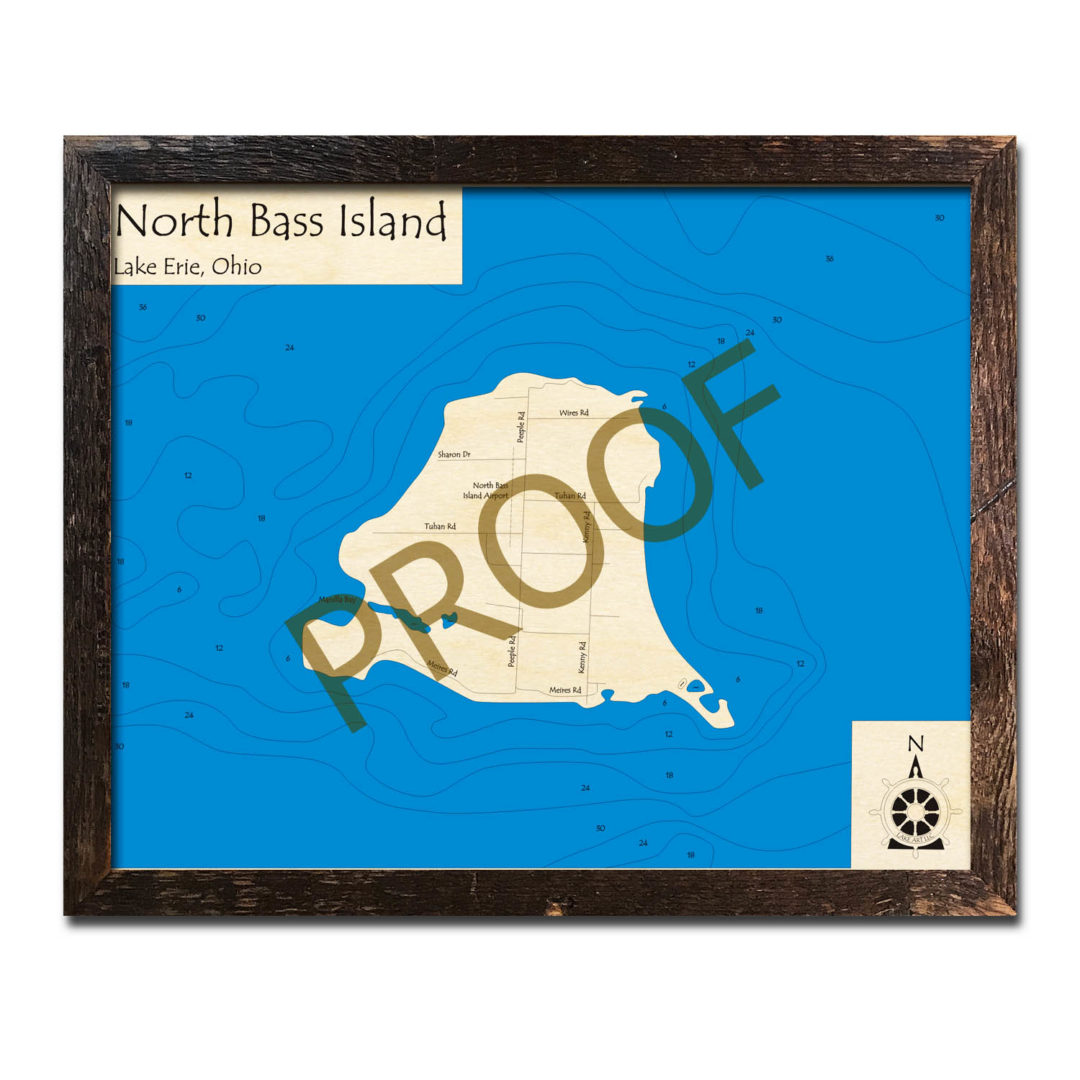North Bass Island (Lake Erie) Nautical Wood Maps