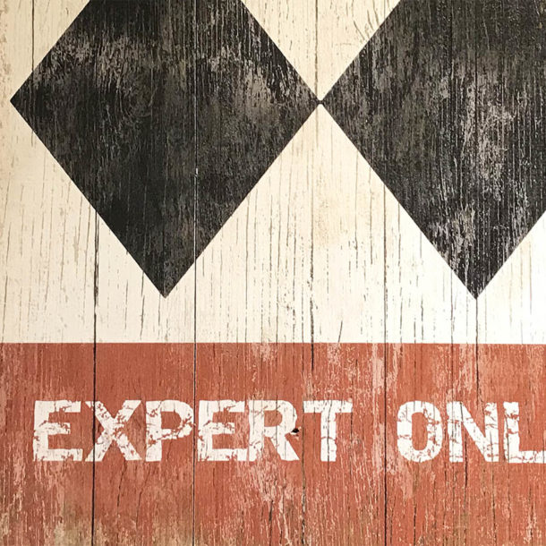 Vintage Ski Sign, Expert Only, Ski Resort Sign