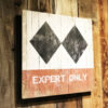 Vintage Ski Sign, Expert Only, Ski Resort Sign