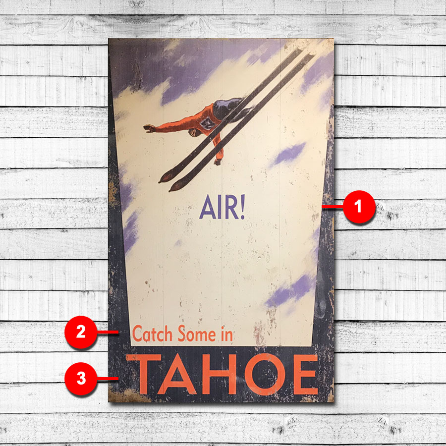 Vintage Ski Sign, Lake Tahoe Souvenir, Catch Some Air in Tahoe