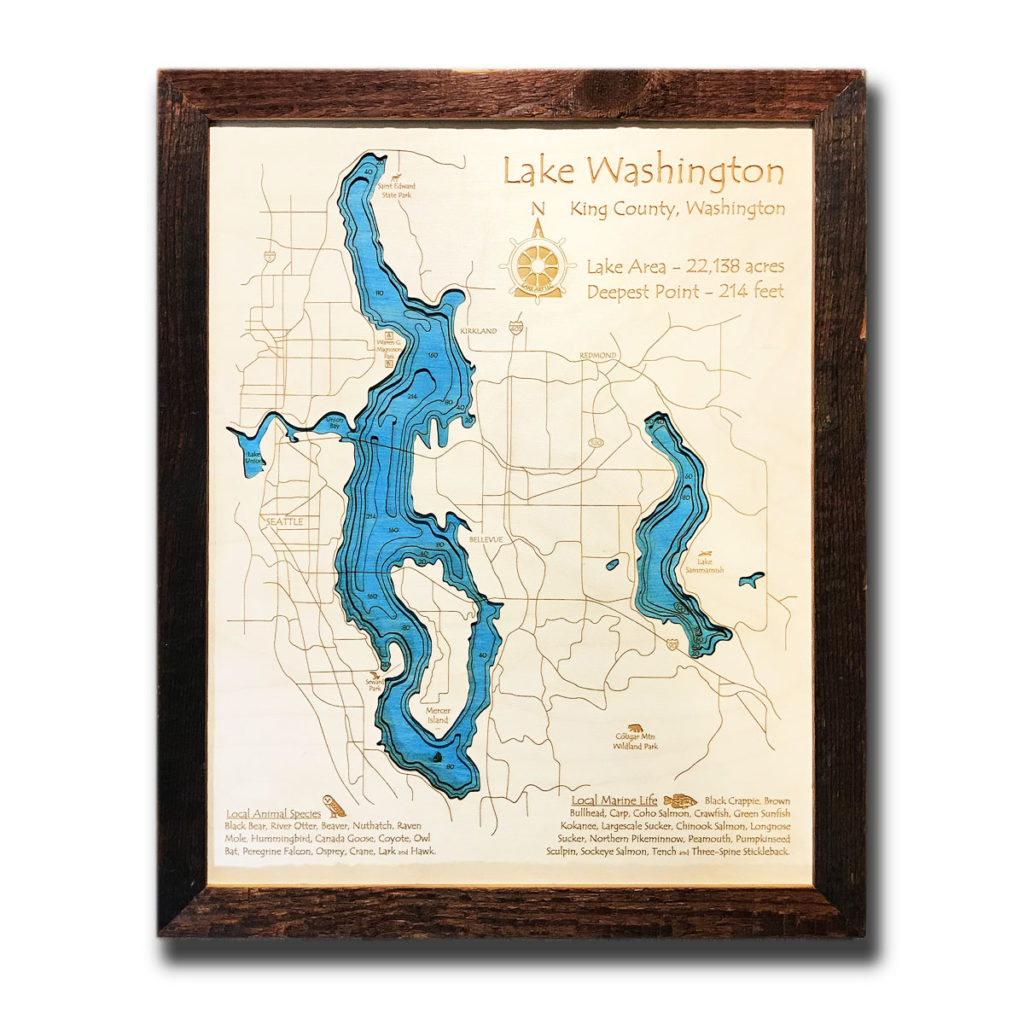Lake Cavanaugh WA 3D Wood Map, Washington, Custom Map Art