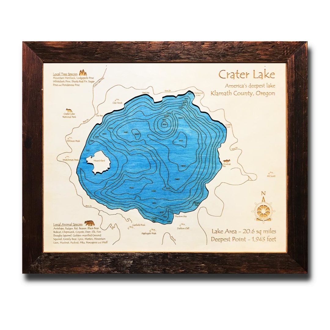 Lake Billy Chinook, OR Wood Map | 3D Nautical Wood Charts