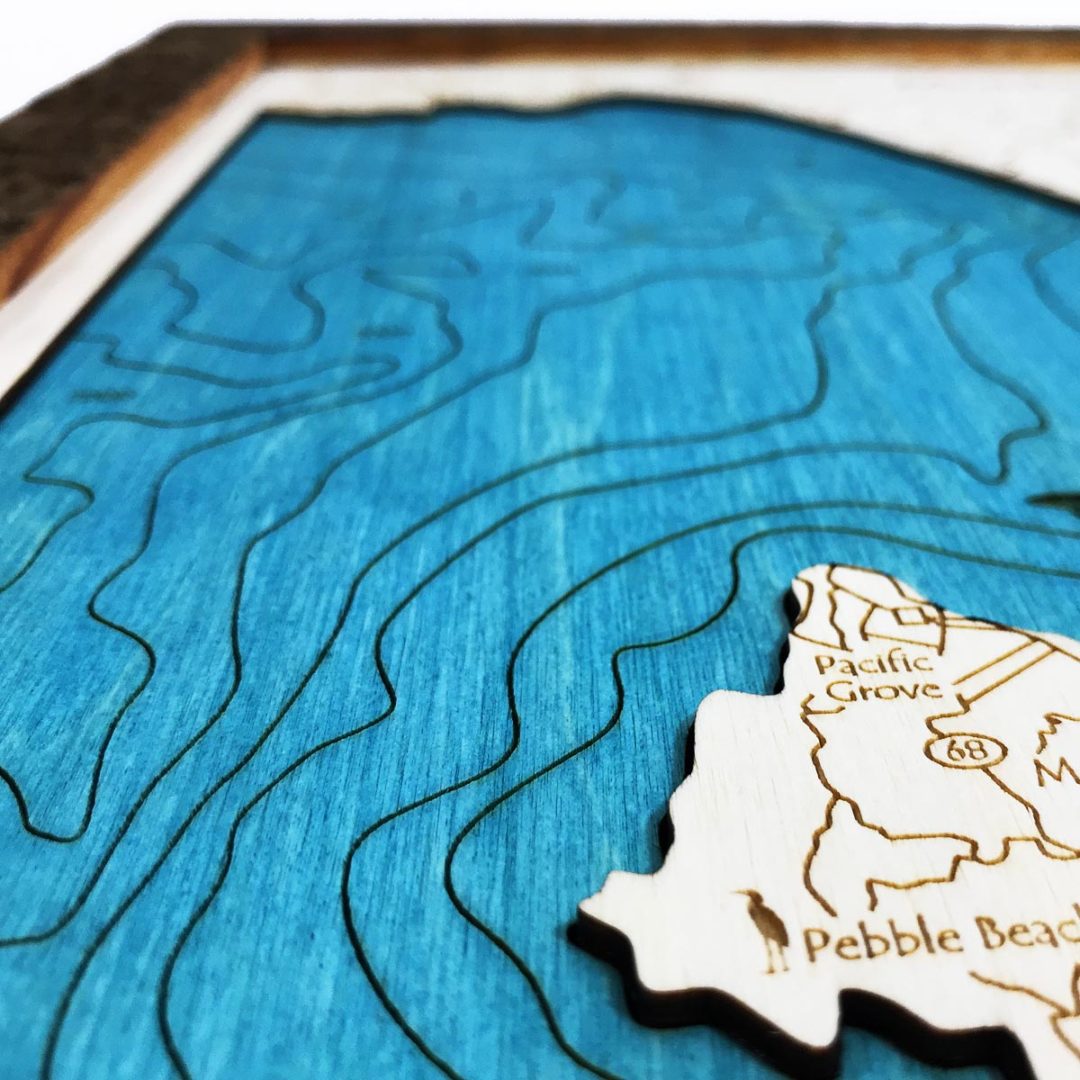Monterey Bay, CA Single-Depth Nautical Wood Map, 11" x 14"