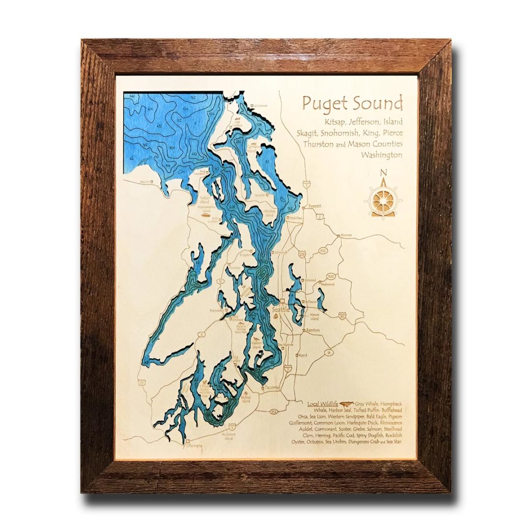 Custom Nautical Wood Maps | 3D Topographic Wood Charts