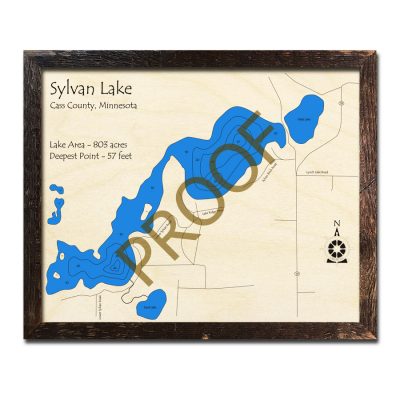 Sylvan Lake (Cass County), MN 3D Wood Topo Maps