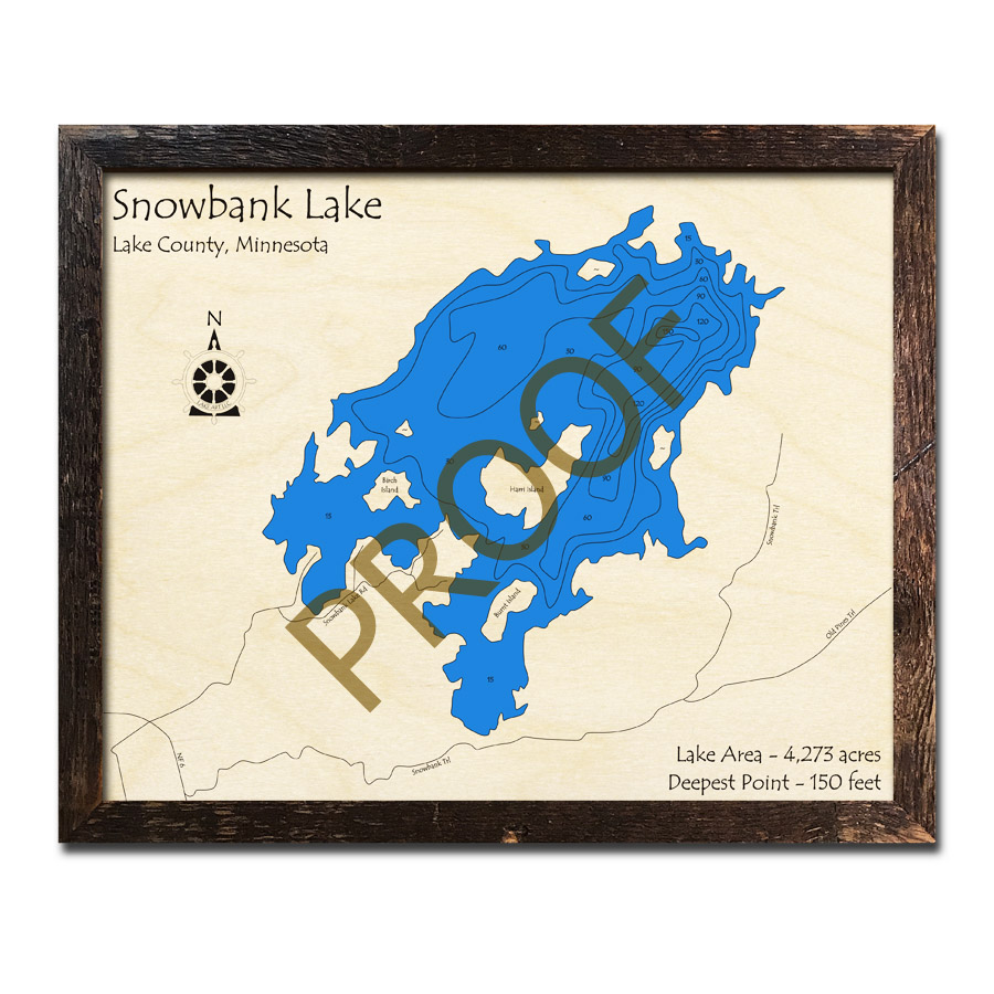 Snowbank Lake, MN 3D Wood Topo Maps
