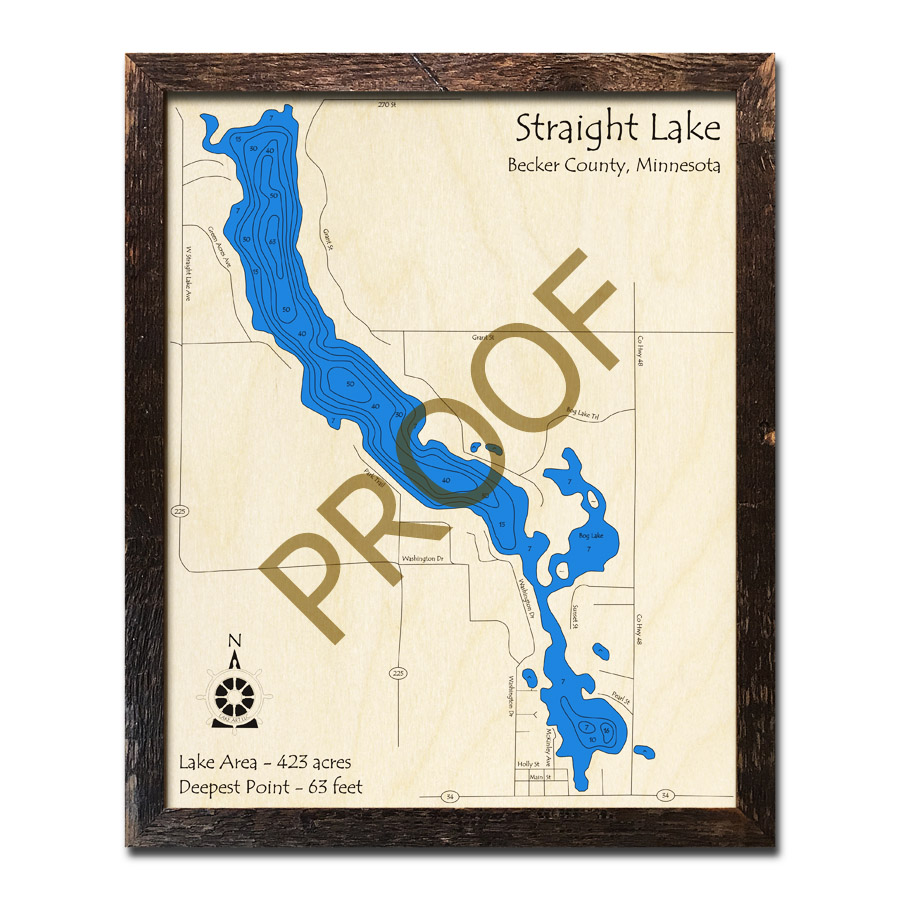 Straight Lake, MN 3D Wood Topo Maps