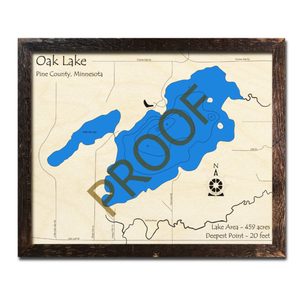Lake Minnie Belle, MN 3D Wood Topo Maps
