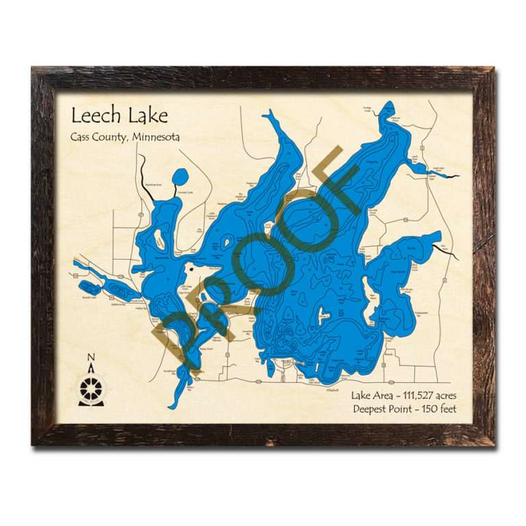 Rainy Lake, MN 3D Wood Topo Maps