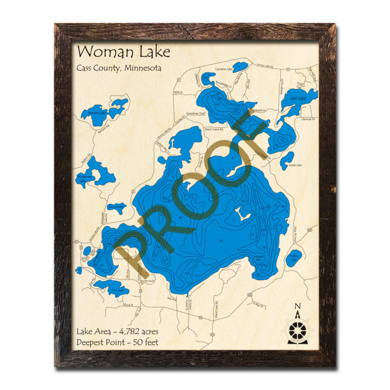 Cass Lake, MN 3D Wood Topo Maps