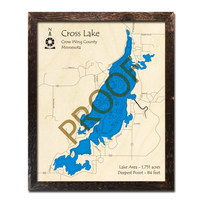 Rainy Lake, MN 3D Wood Topo Maps