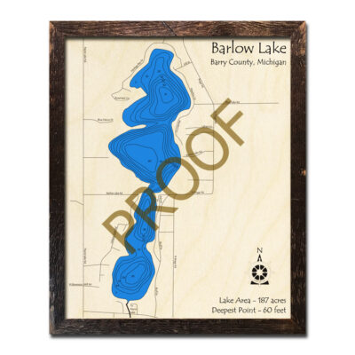 Barlow Lake, MI 3D Wood Topo Map