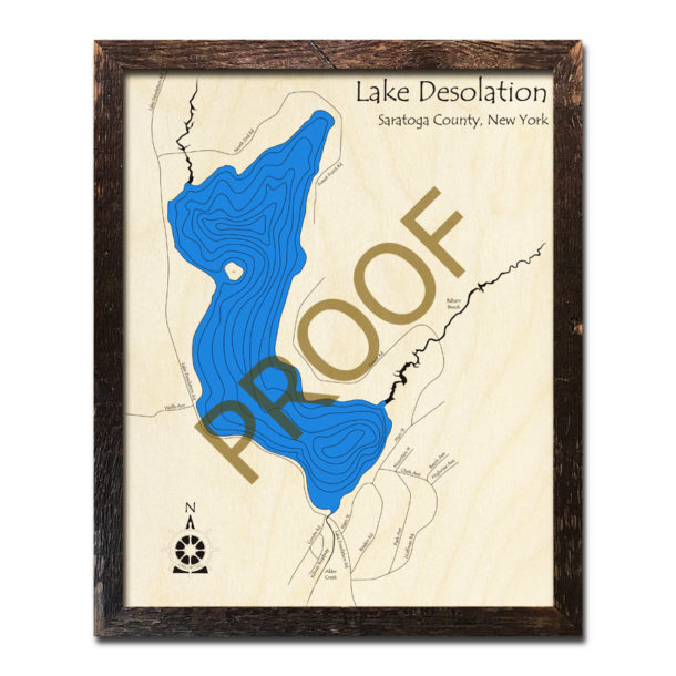 Lake Desolation, NY 3D Wood Topo Map