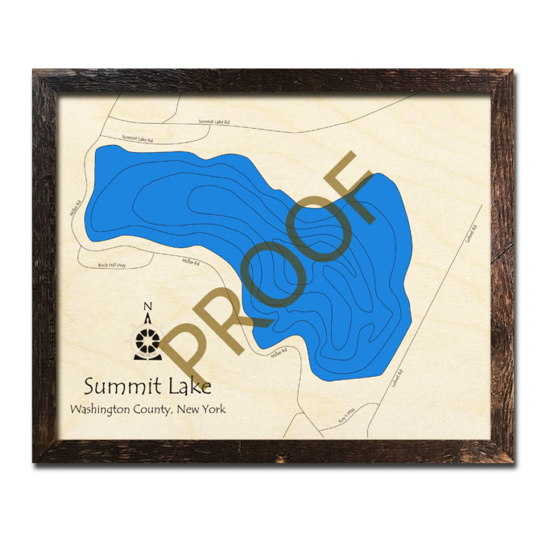 Summit Lake, NY 3D Wood Topo Map