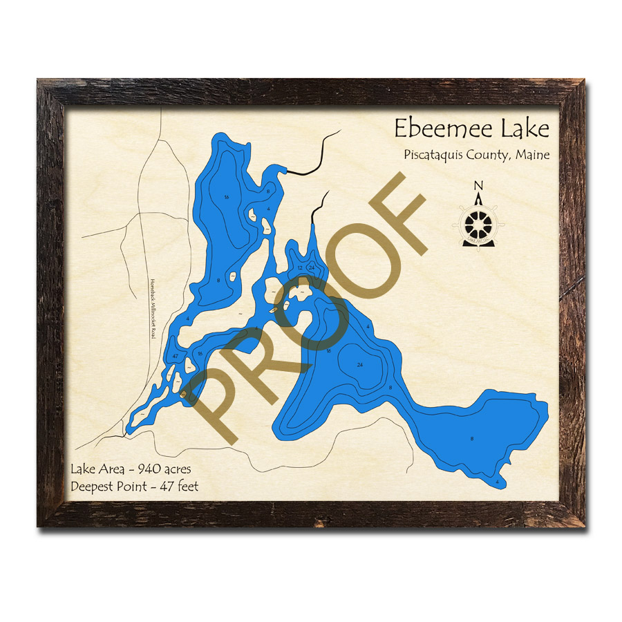 Ebeemee Lake Me 3d Wood Topo Map