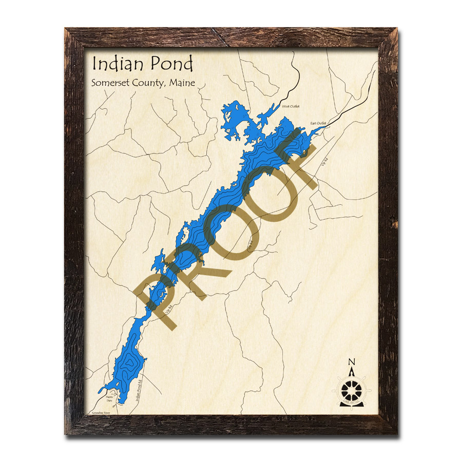 Indian Pond, ME 3D Nautical Wood Maps