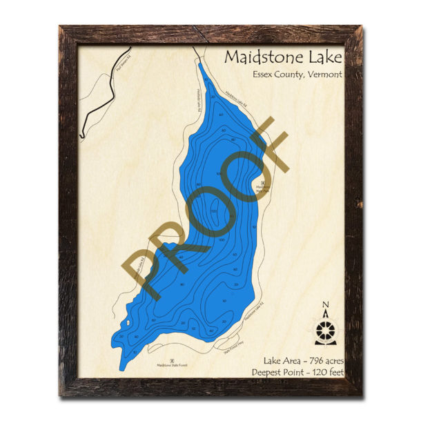 Lake Elmore, VT 3D Wood Topo Map