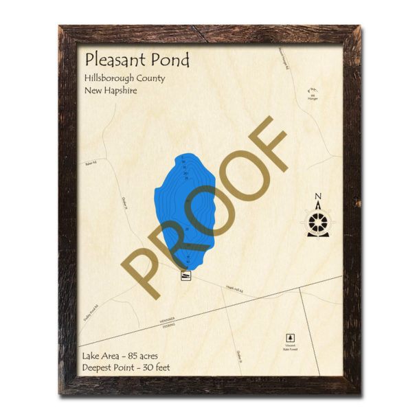 Newfound Lake, NH 3D Wood Topo Map