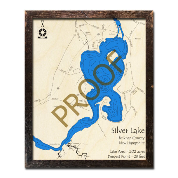 Onway Lake, NH 3D Wood Topo Map