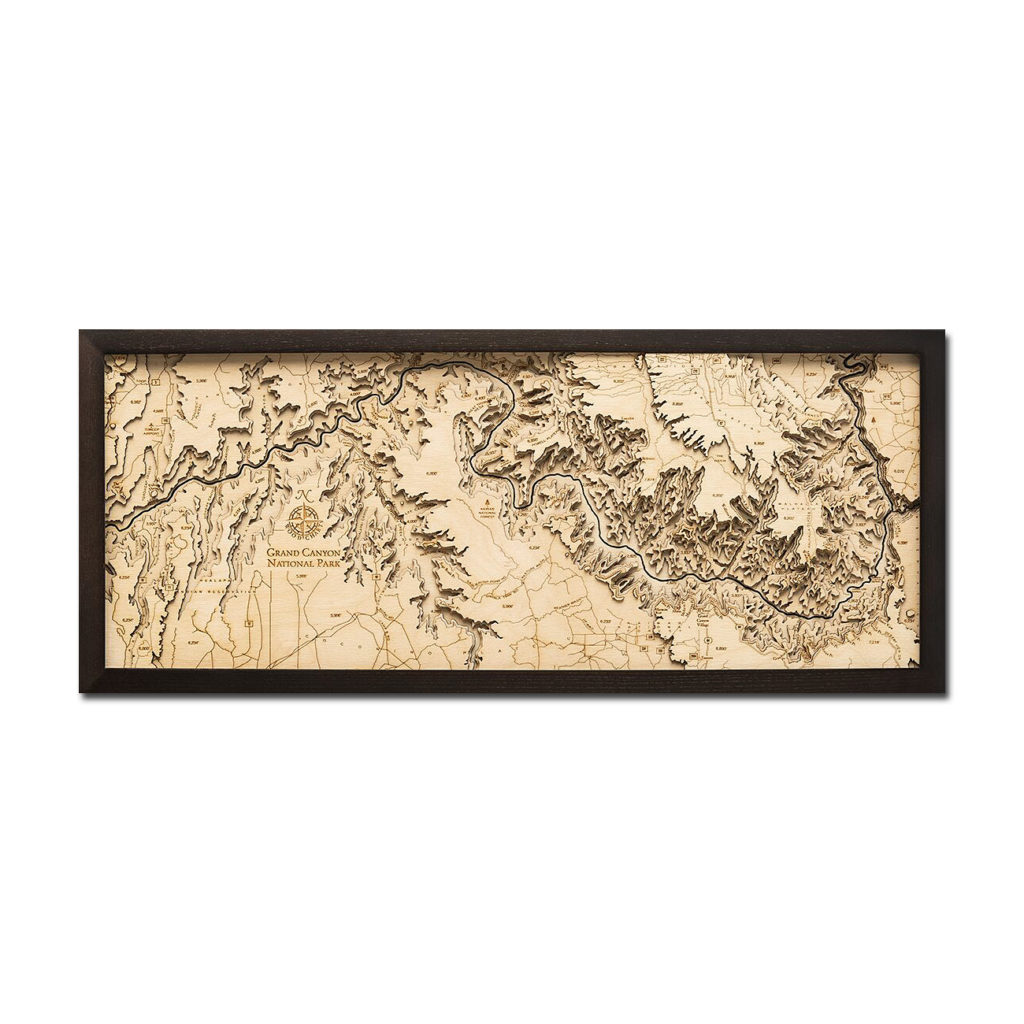 Grand Canyon 3D Wood Map | Framed 3D Topographic Wood Chart