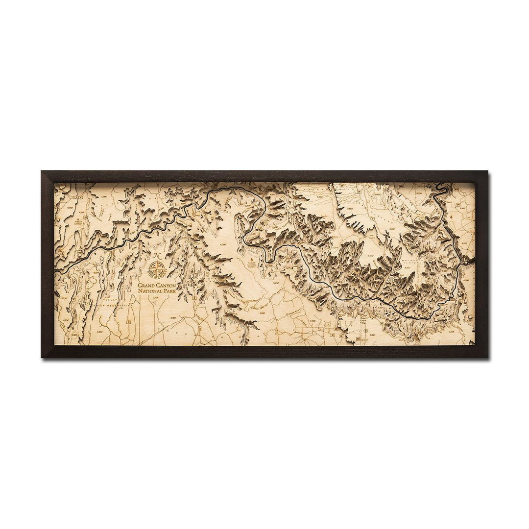 Grand Canyon 3D Wood Map | Framed 3D Topographic Wood Chart