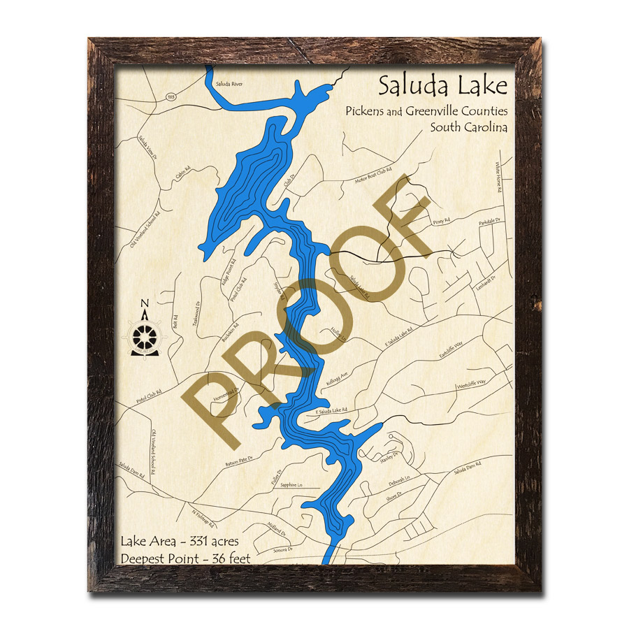 Lake Marion, SC 3D Wood Topo Map