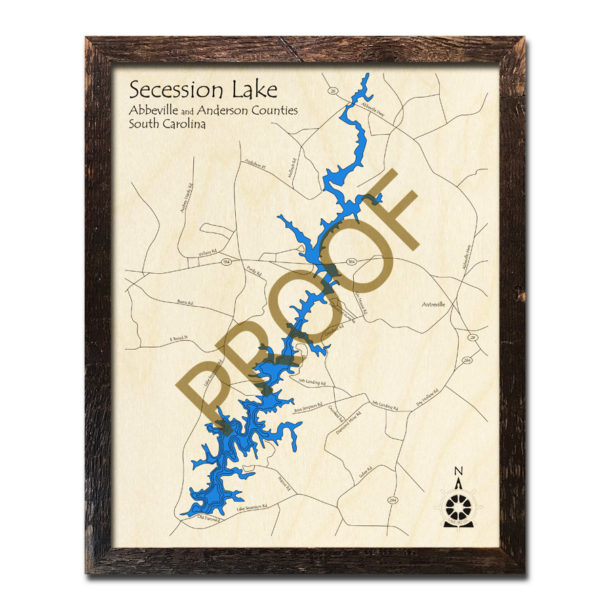 Lake Marion, SC 3D Wood Topo Map