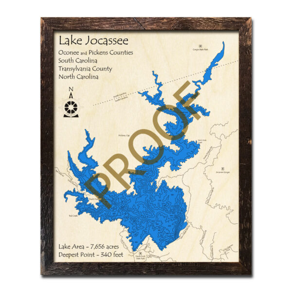 Lake Murray, SC 3D Wood Topo Map
