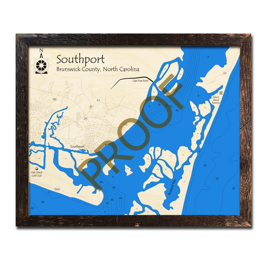 Southport, NC 3D Wood Map
