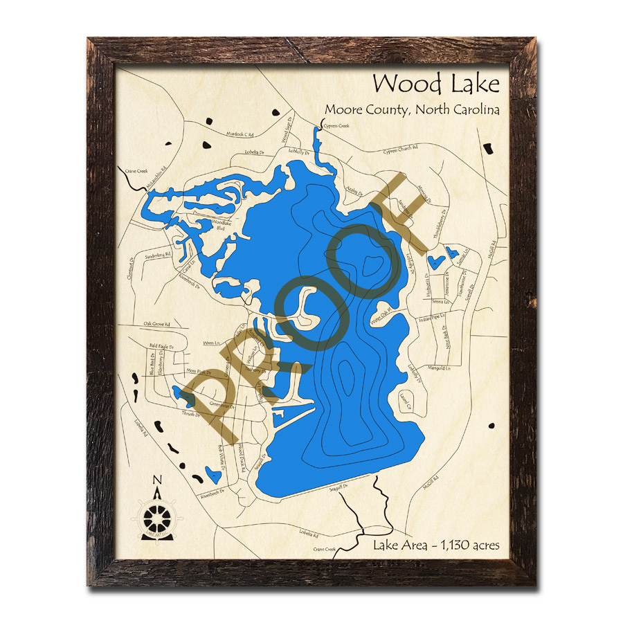 Wood Lake, NC 3D Wood Map