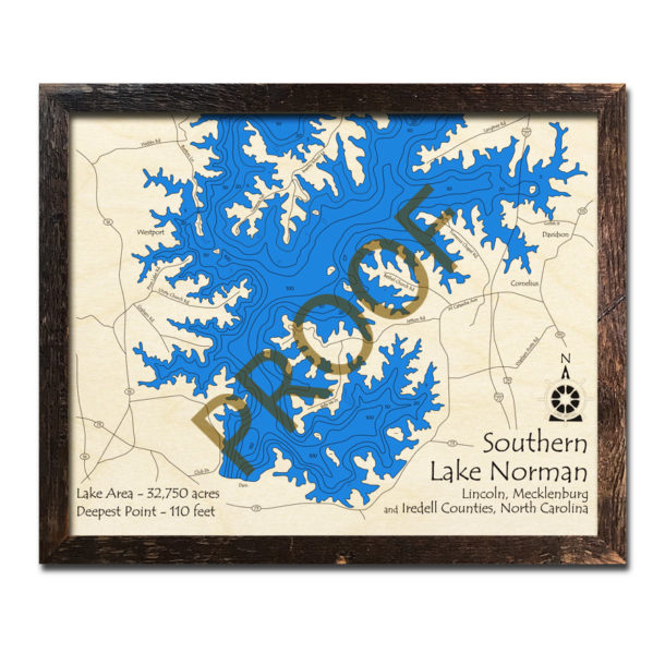 Lake Royale, NC 3D Wood Map