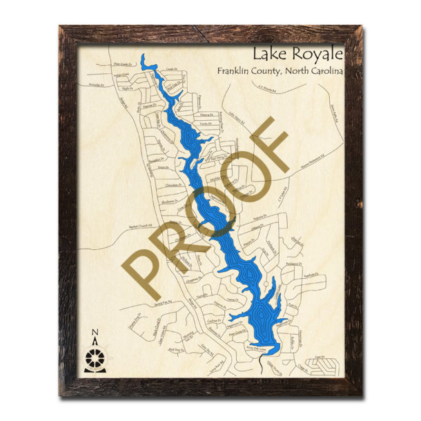 Lake Tillery, NC 3D Wood Map