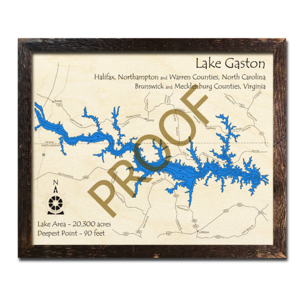 Lake Hickory, NC 3D Wood Map
