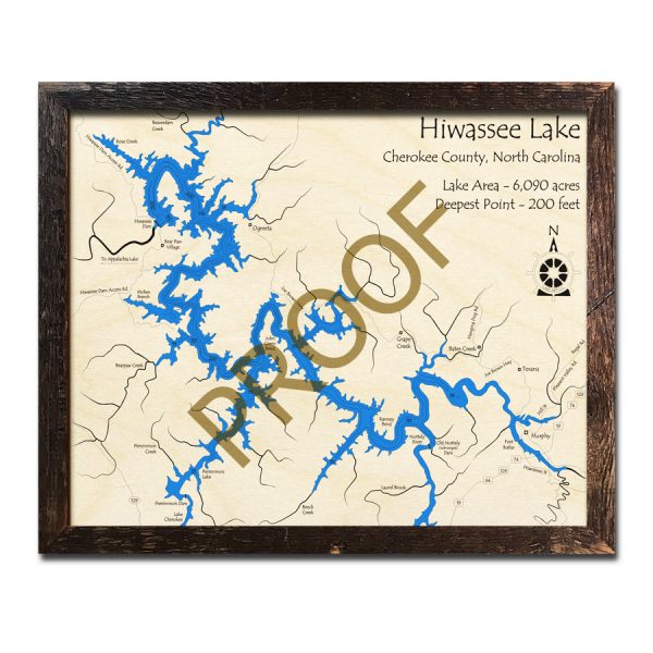 Lake Logan, NC 3D Wood Map