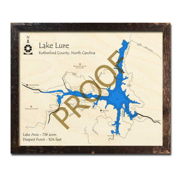Lake Tahoma, NC 3D Wood Map