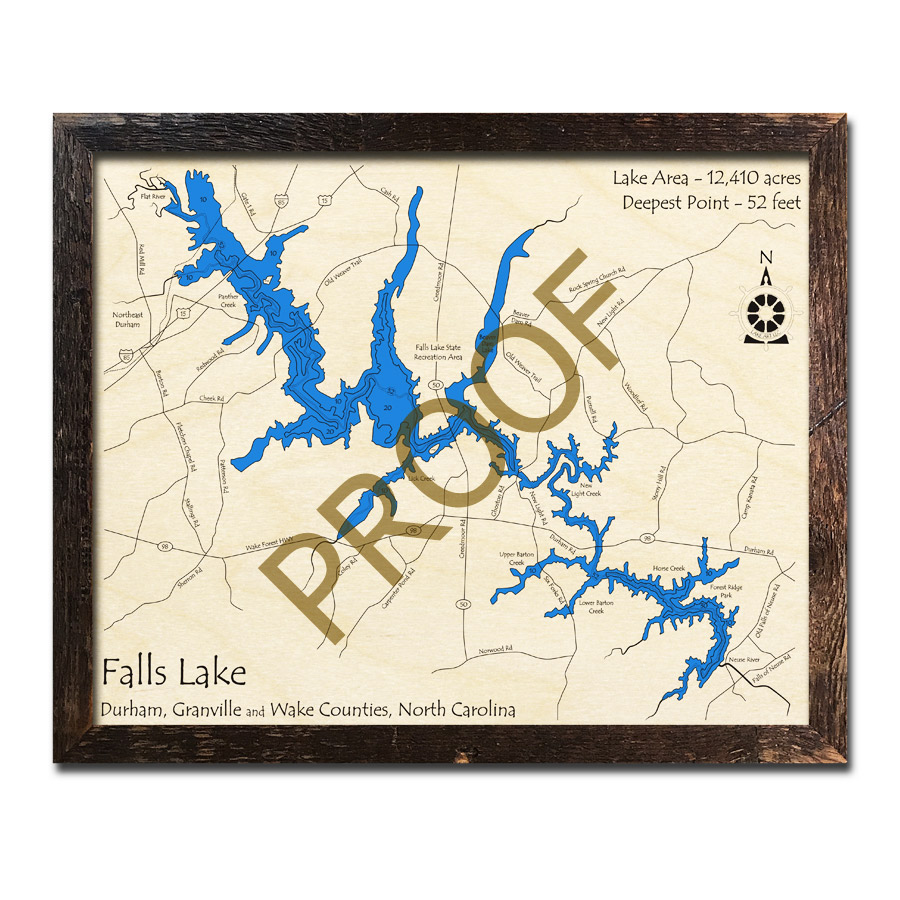 Lake Tillery, NC 3D Wood Map