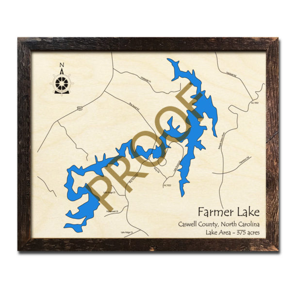 Lake Tahoma, NC 3D Wood Map