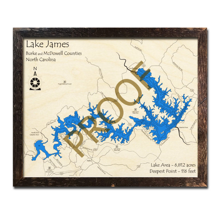 Lake Royale, NC 3D Wood Map