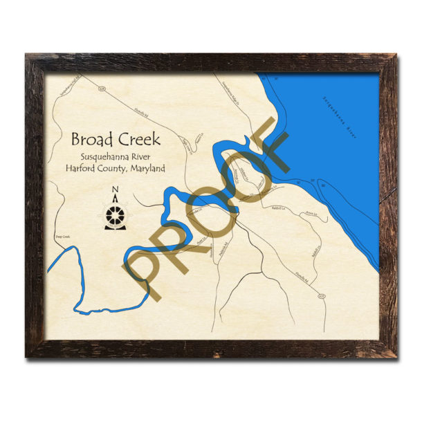 Broad Creek Area, MD 3D Wood Maps | Maryland Nautical Wall Art