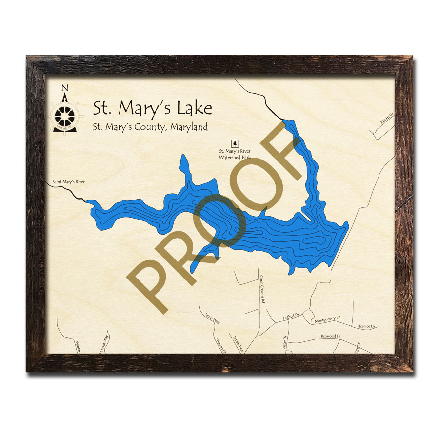 St. Mary's Lake, MD 3D | Maryland Nautical Wood Maps
