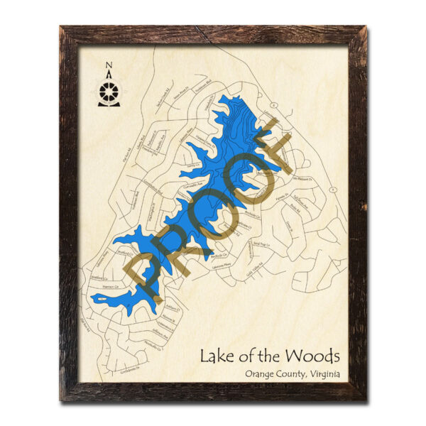 Lake Barcroft, VA 3D Nautical Wood Maps
