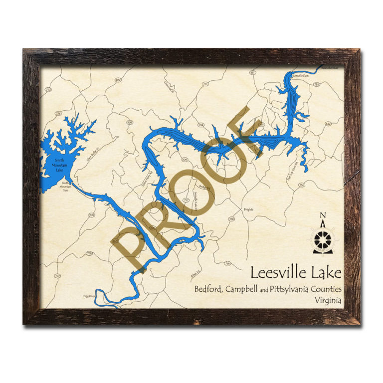 Lake Caroline, VA 3D Nautical Wood Maps