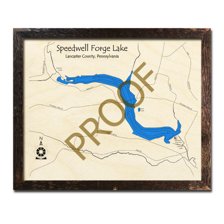 Speedwell Forge Lake, PA 3D Nautical Wood Maps