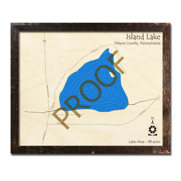 Newton Lake, PA 3D Wood Maps