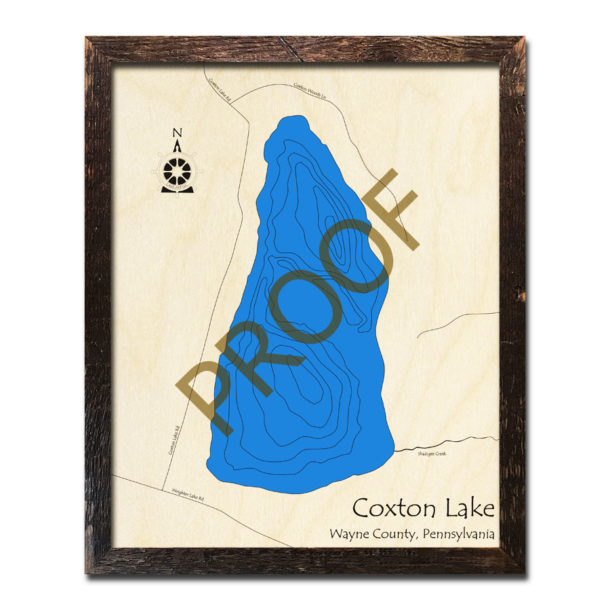Newton Lake, PA 3D Wood Maps