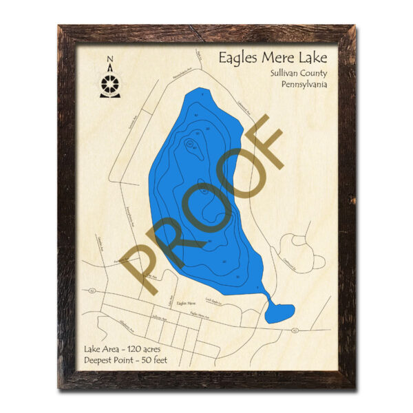 Newton Lake, PA 3D Wood Maps