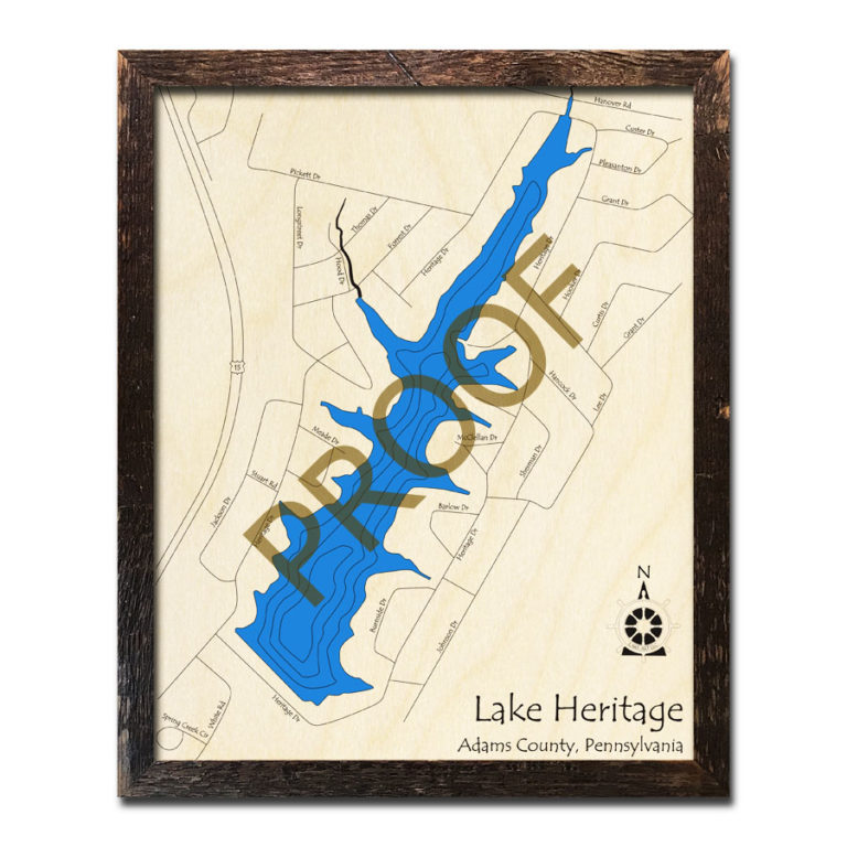 Newton Lake, PA 3D Wood Maps