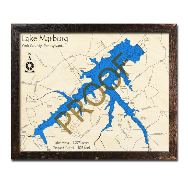 Lake Winola, PA 3D Nautical Wood Maps